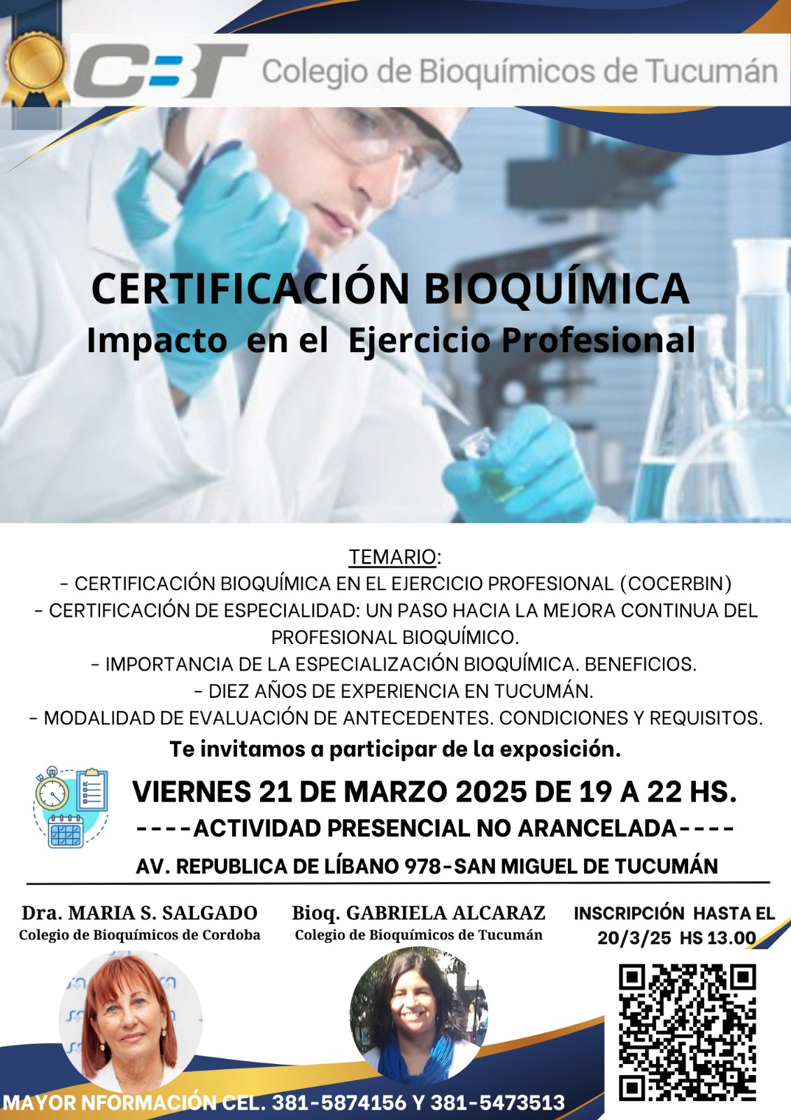 Certificación Bioquímica – Impacto en el ejercicio profesional – Colegio de Bioquímicos de Tucumán